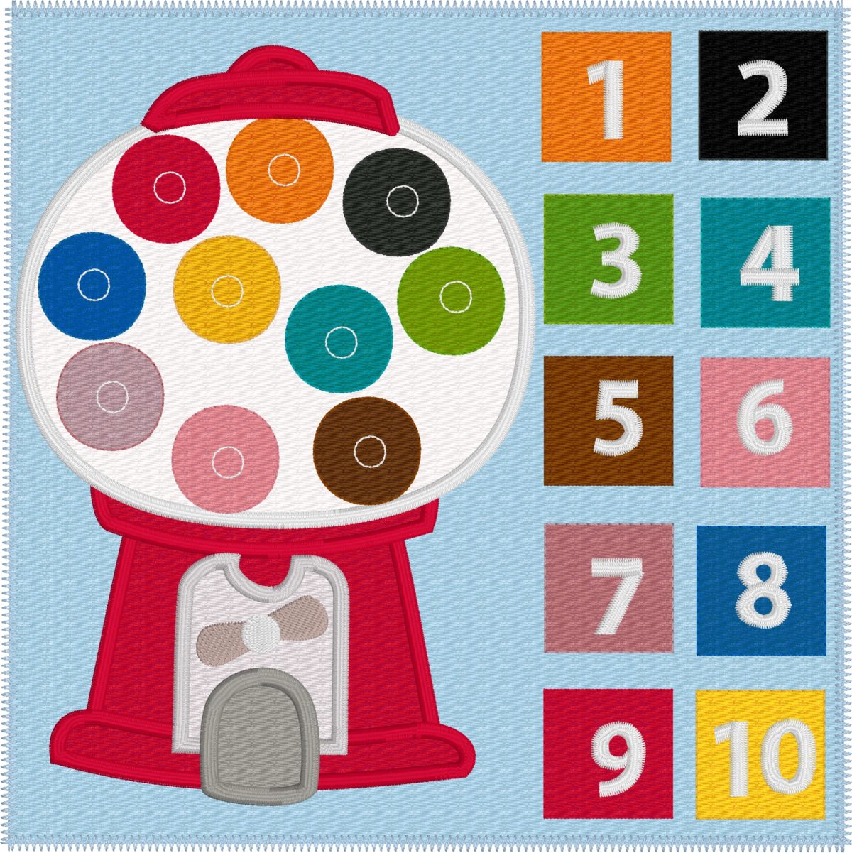 Gumball colour matching and counting page (applique) 8×8 – In the Hoop ...